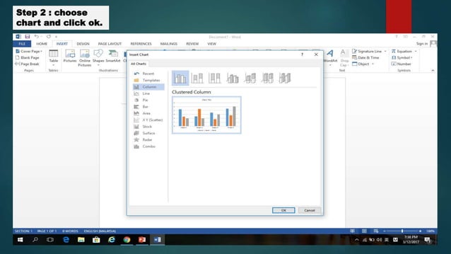 How to create a chart in Word 2016 | PPTX