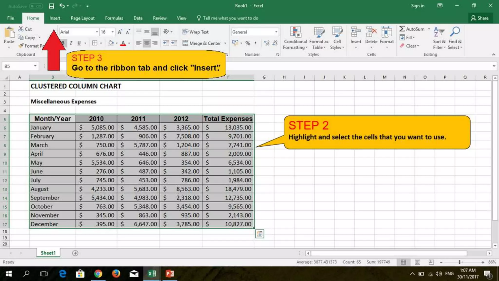 How to create a clustered column chart with Microsoft Excel | PPTX