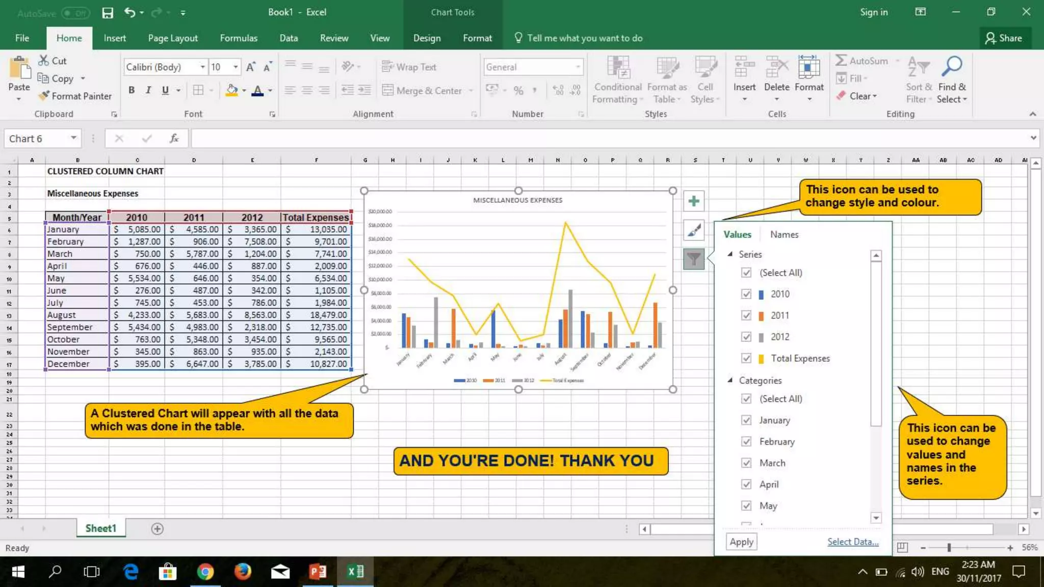 How to create a clustered column chart with Microsoft Excel | PPTX