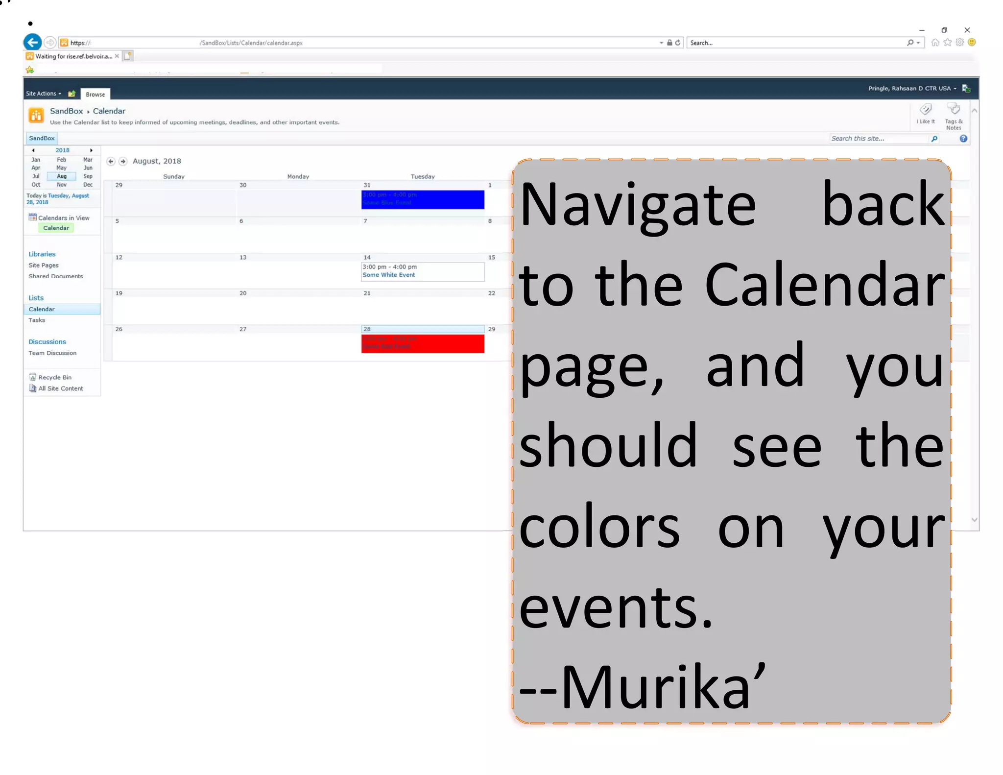 How to create a color coded calendar in share point 2010 | PPT