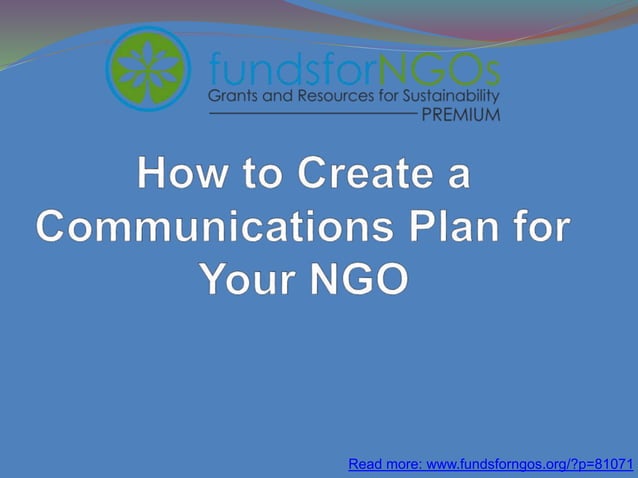 How to Create a Communications Plan for your NGO | PPTX