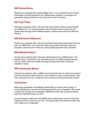 How tocreateaffiliatebonuses | PDF | Marketing and Advertising | Business