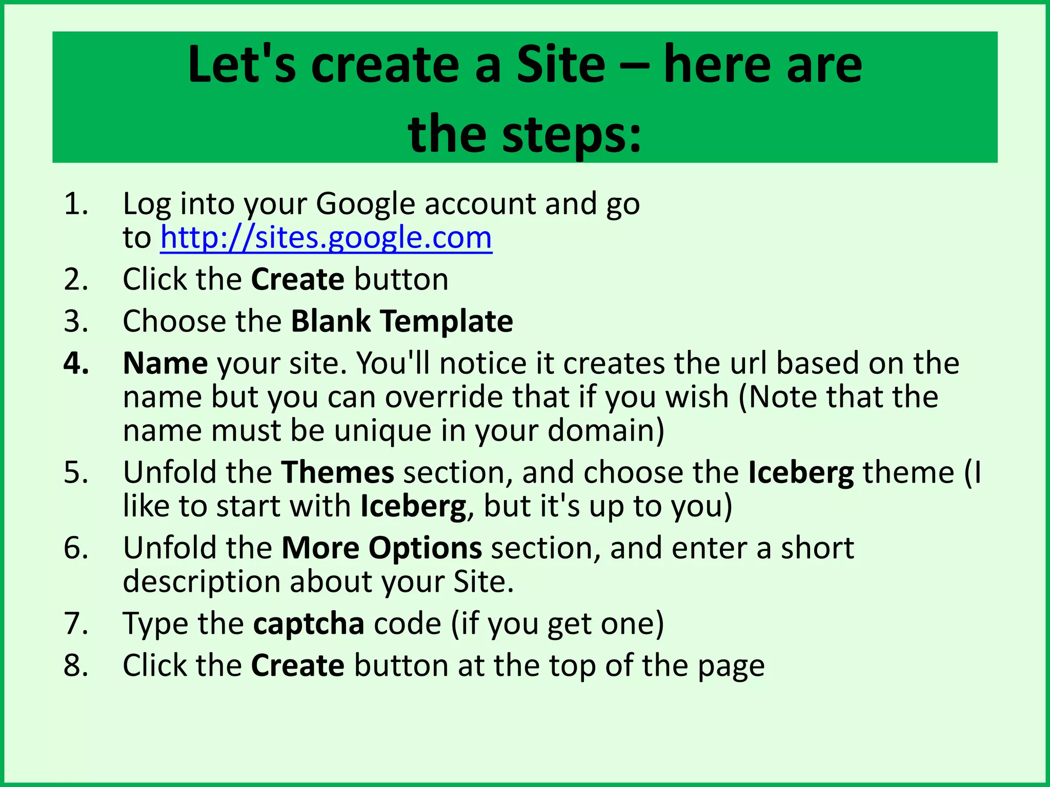 How to create a Google Site | PPTX