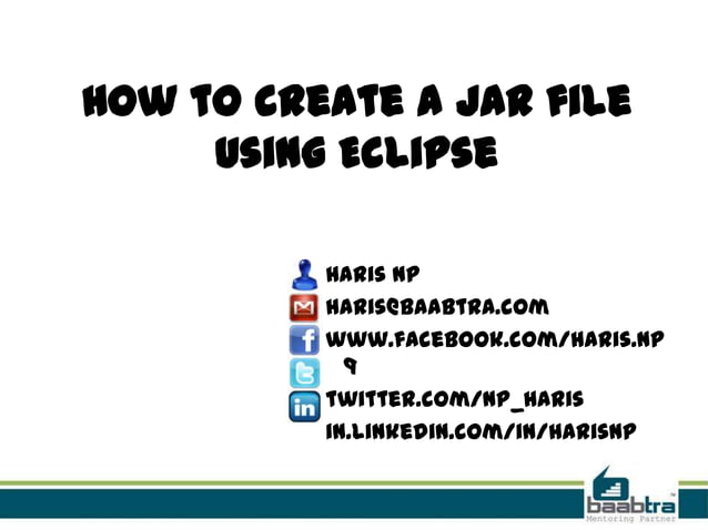 How to create a jar file using eclipse? | PPT