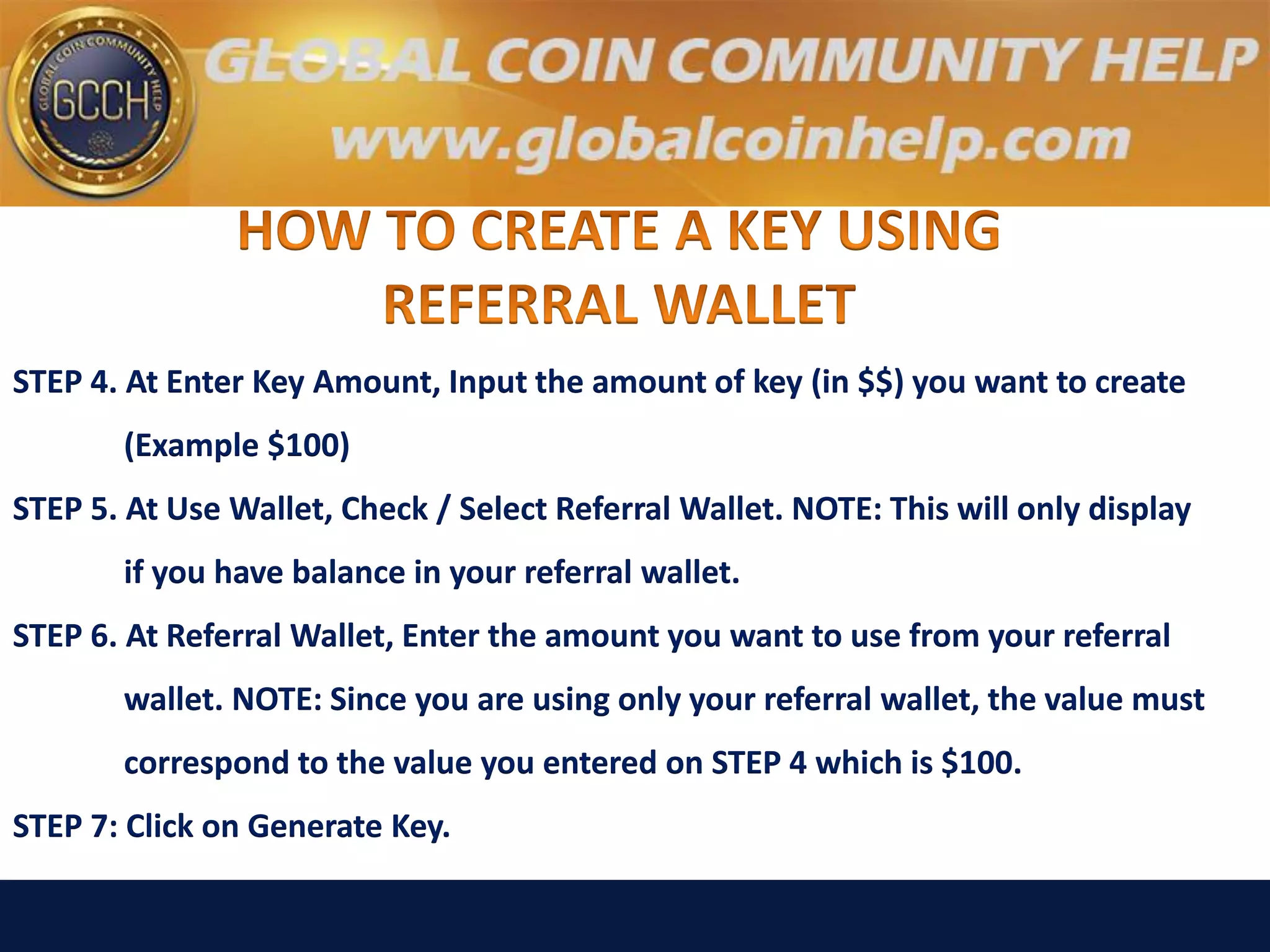 How to create a key using your referral wallet | PDF