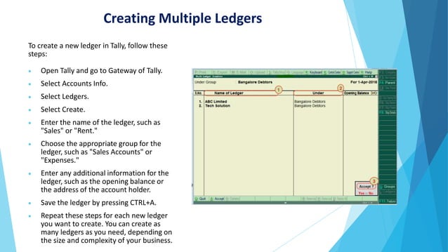 how to create alter display multiple ledgers in tally.pptx