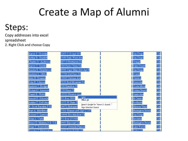 How to create a map of alumni distribution | PPTX