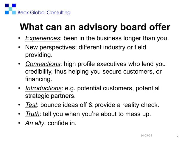 How to create an advisory board | PPTX