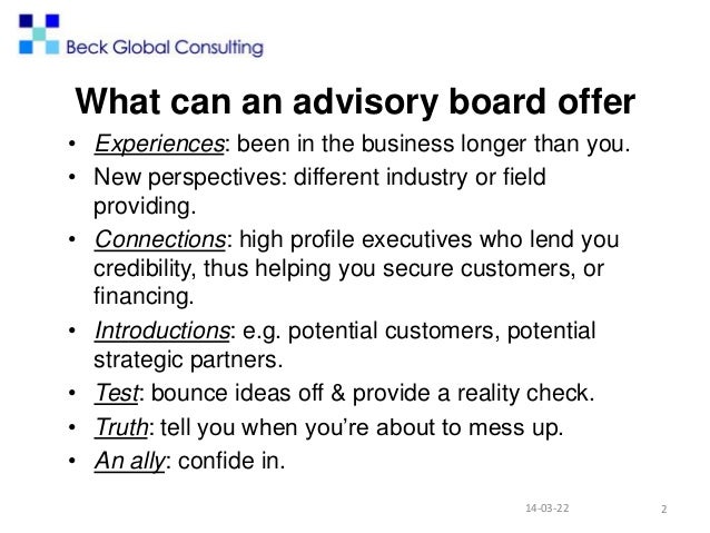 How to create an advisory board
