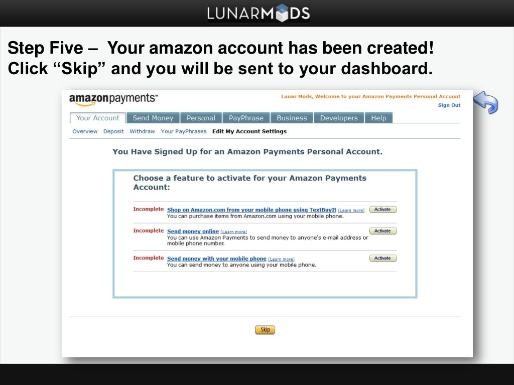How to create an Amazon account