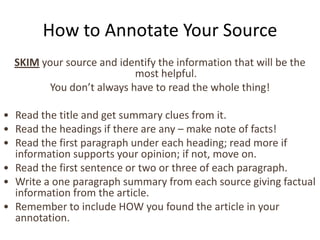 How to create an annotated bibliography | PPT
