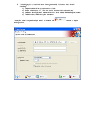 How to create an audio cd | PDF