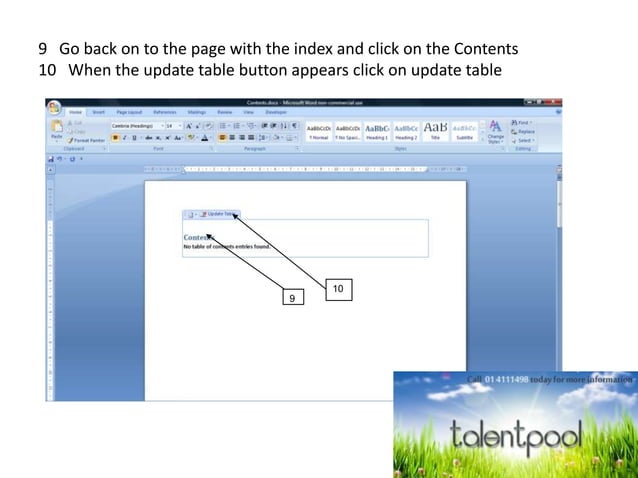 How to create an automatic index in microsoft | PPT