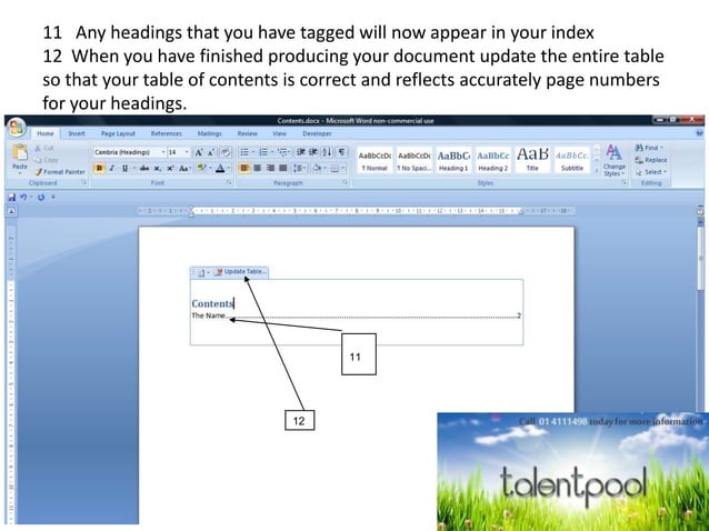 How to create an automatic index in microsoft | PPT