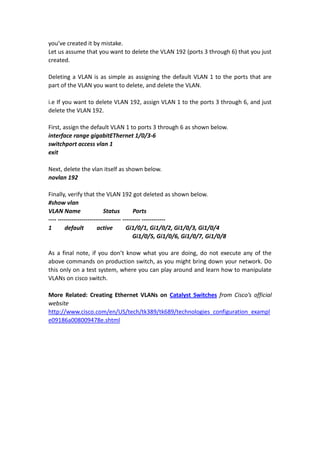 How to create and delete vlan on cisco catalyst switch | DOCX ...