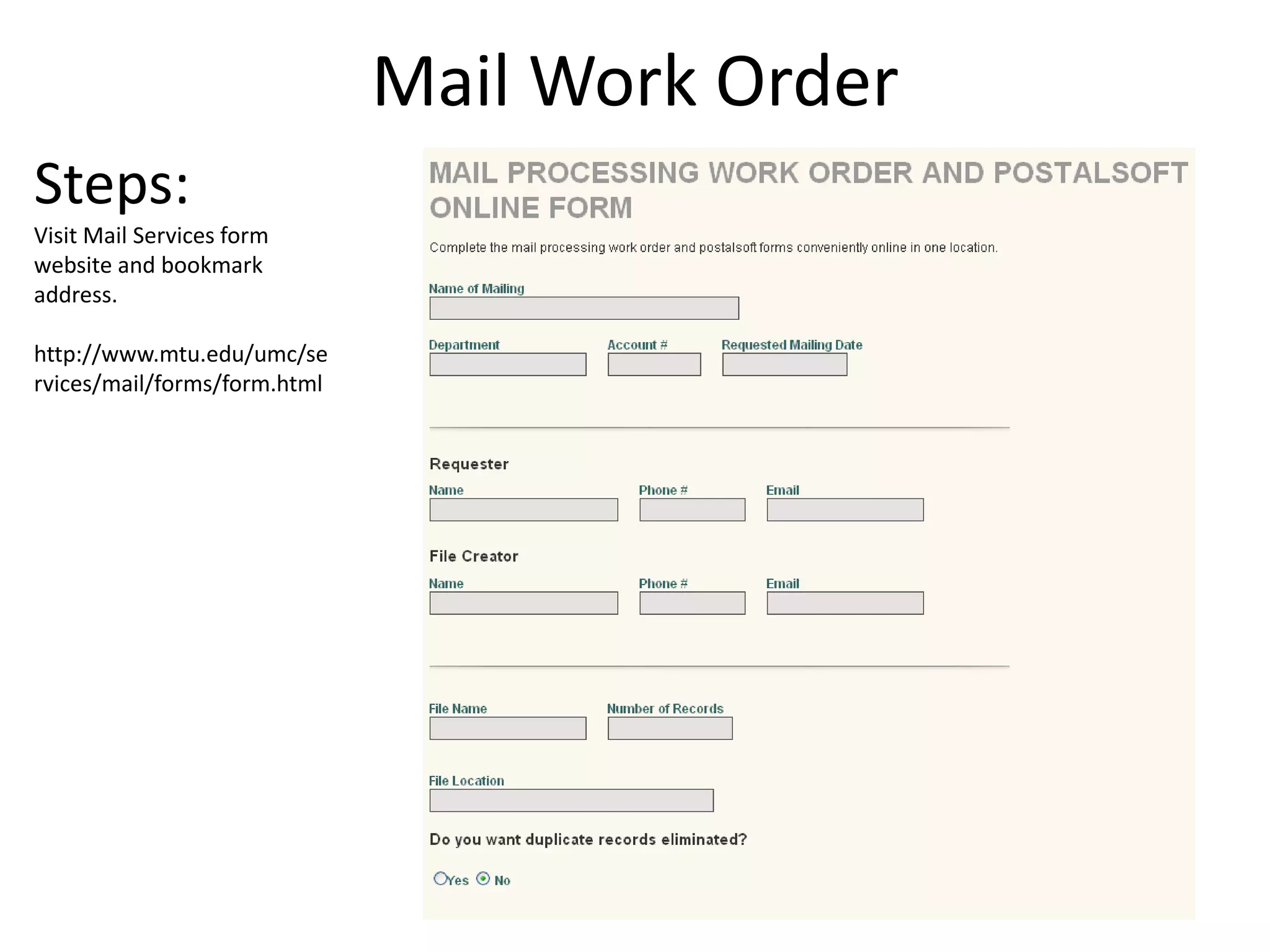 How to Submit a Mail Work Order | PPT