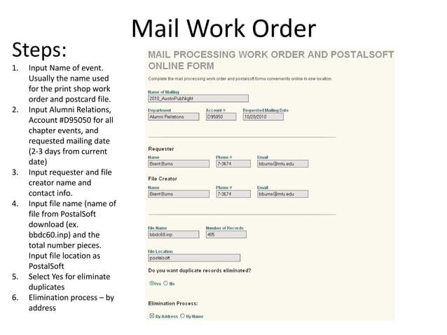 How to Submit a Mail Work Order | PPT