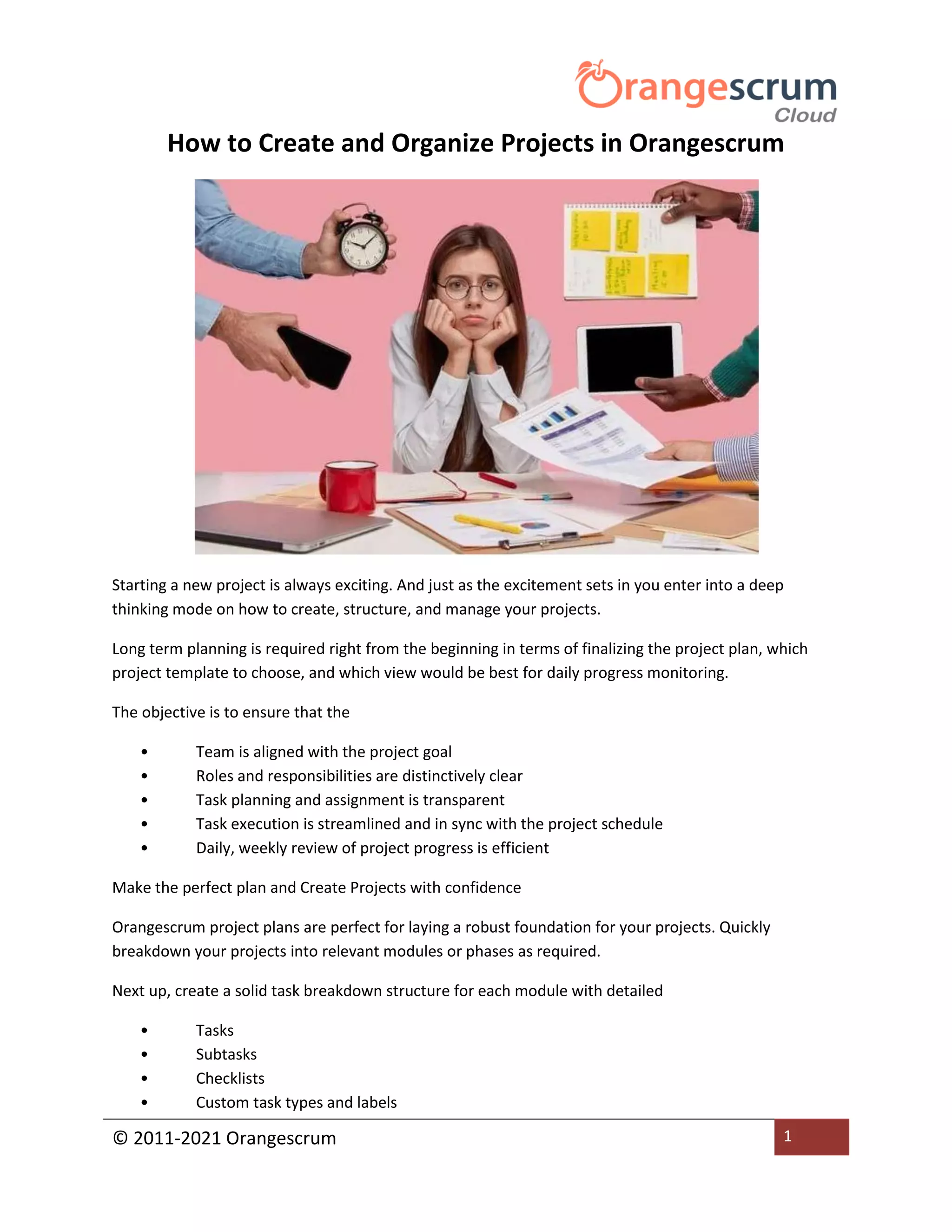 How to create and organize projects in orangescrum | PDF