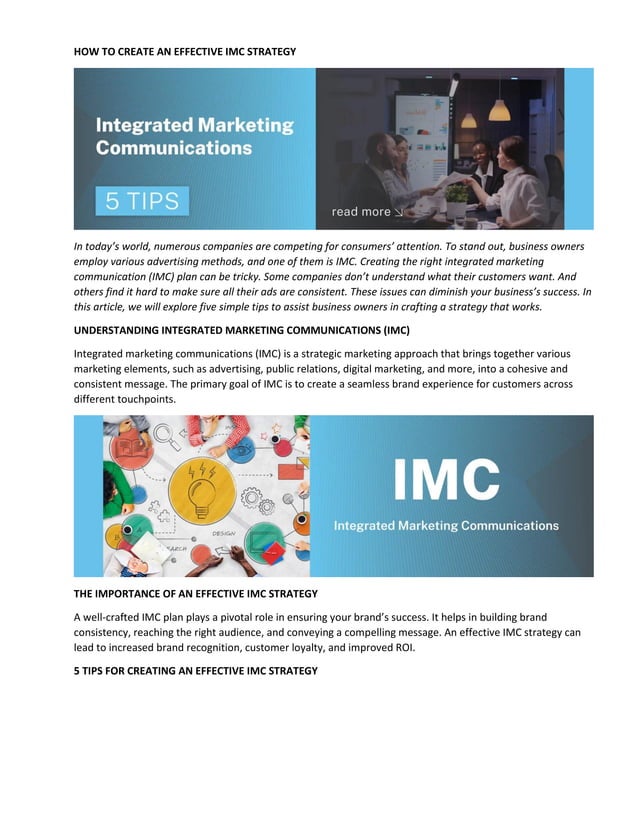 HOW TO CREATE AN EFFECTIVE IMC STRATEGY.pdf | Email | Internet