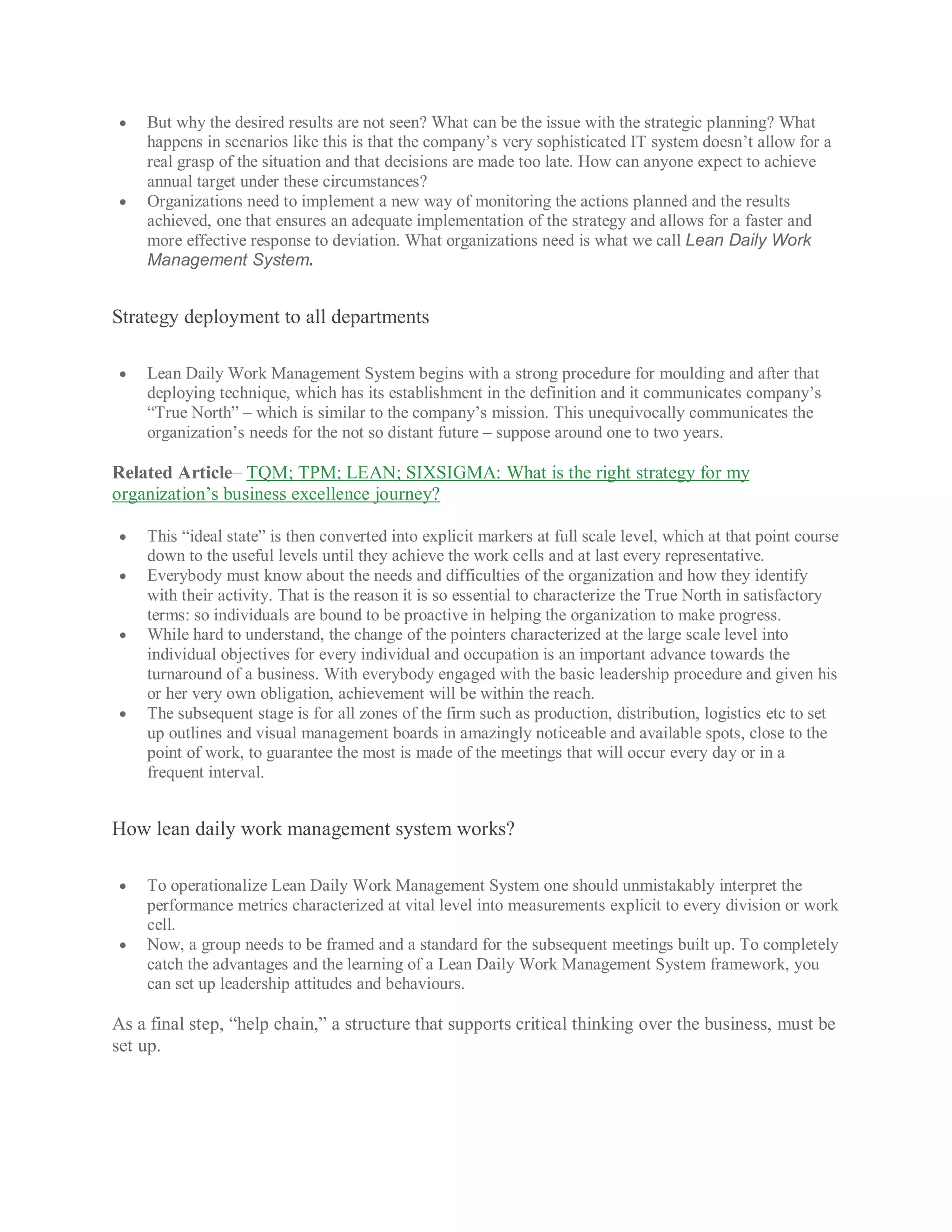 How to create an effective lean daily work management system | PDF