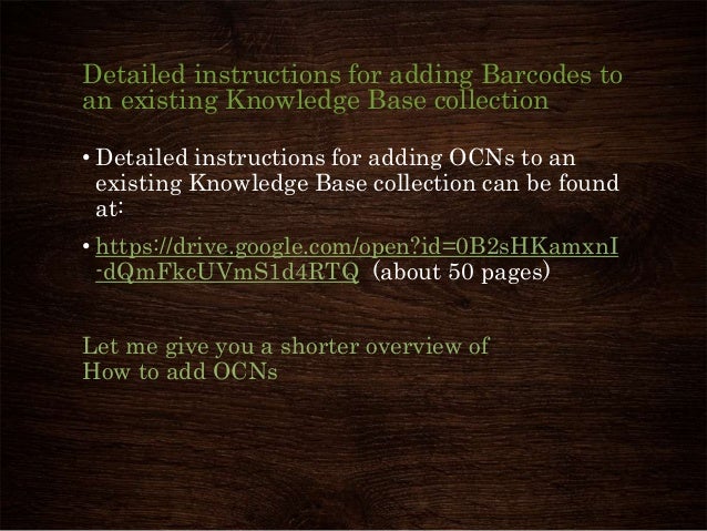 How to create a new knowledge base collection for the oclc knowledge