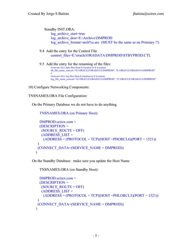 How to create a non managed standby database | PDF