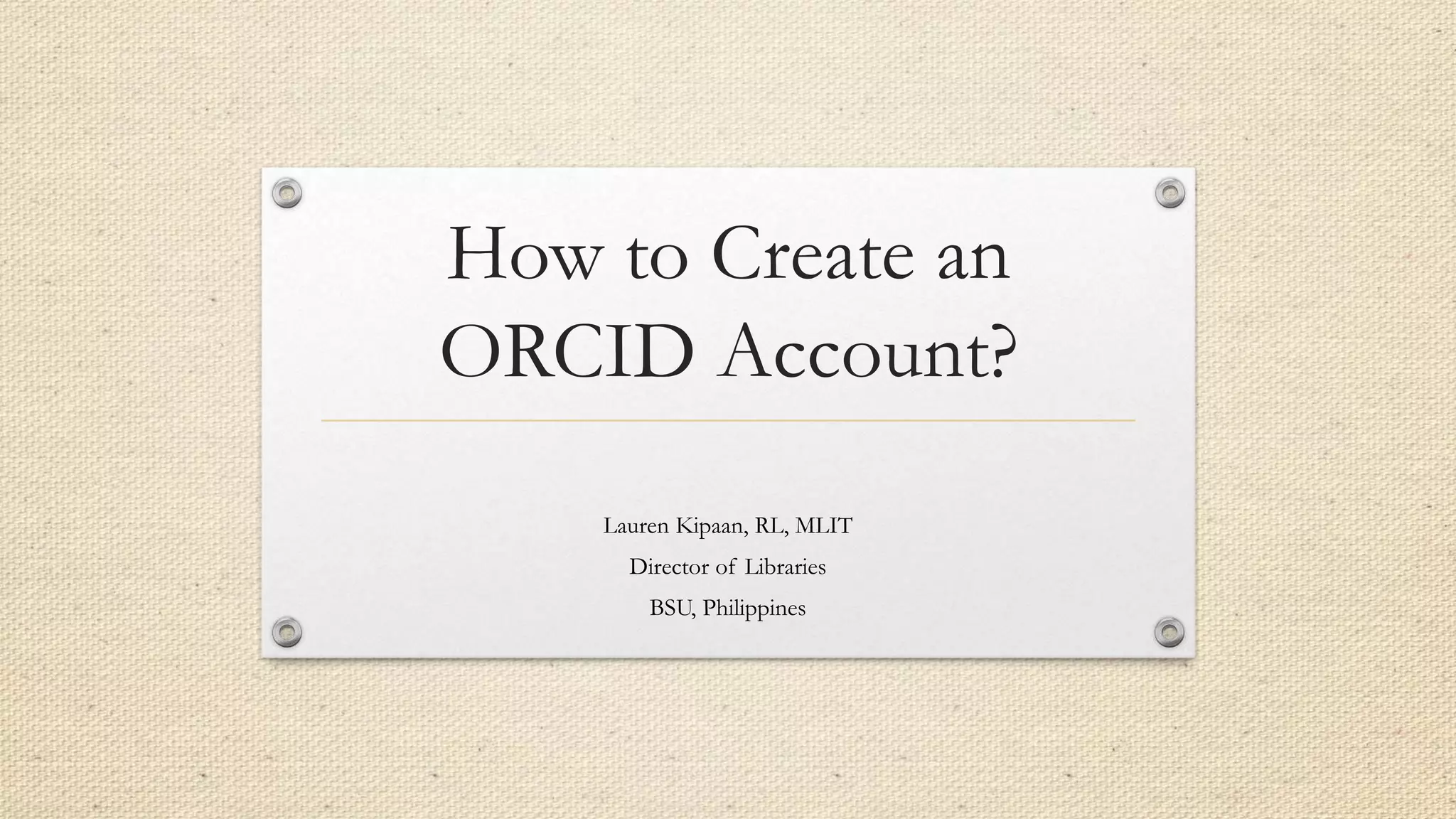 How to create an ORCID account? | PPSX