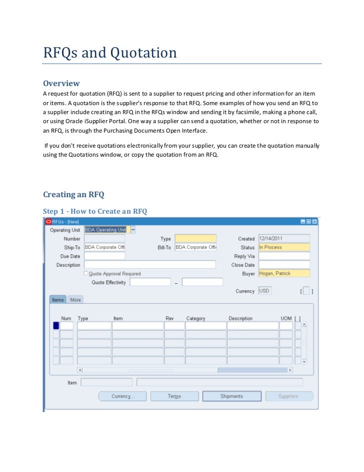 How to create an RFQ