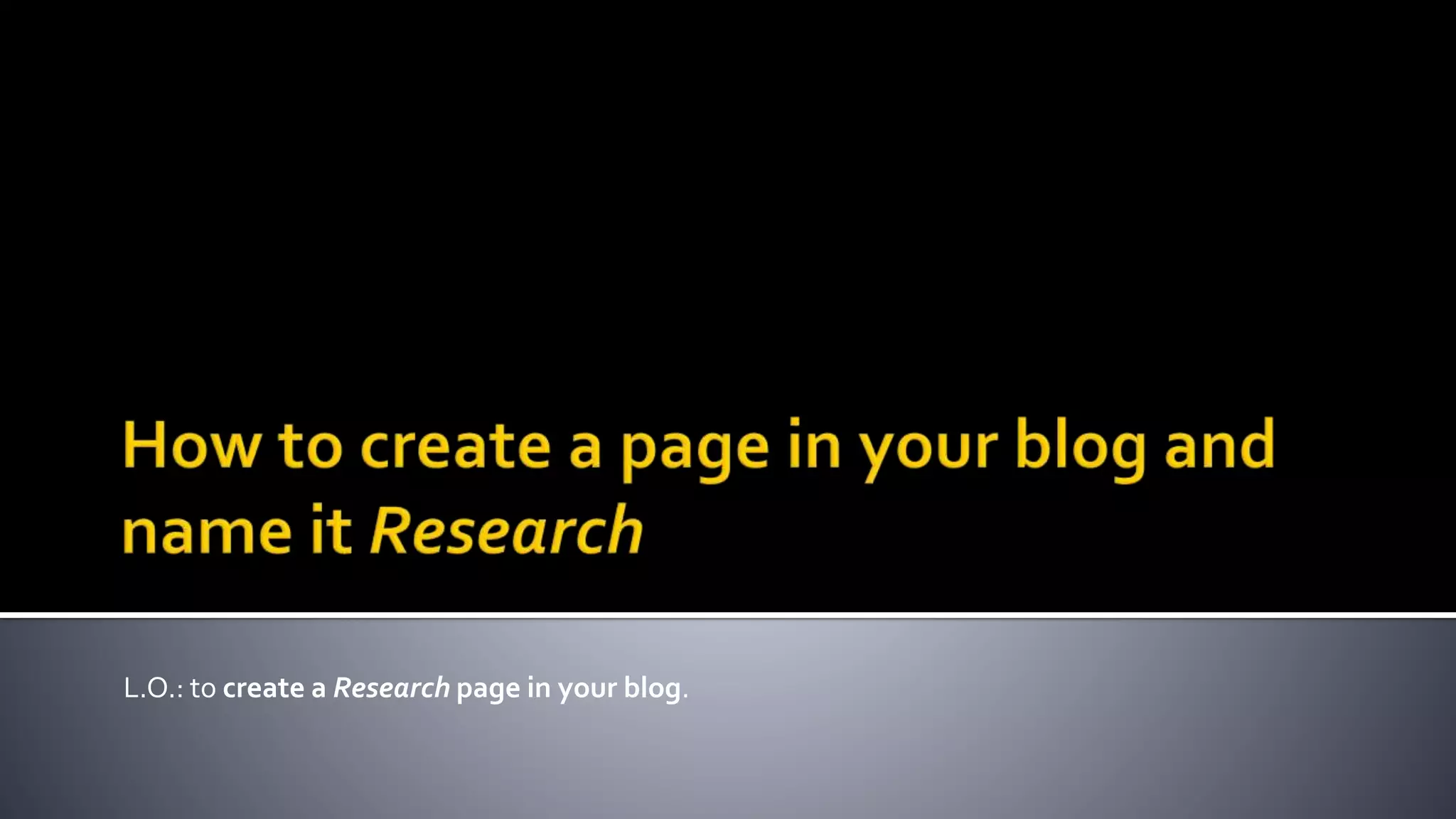 How to create a page in your blog | PPT