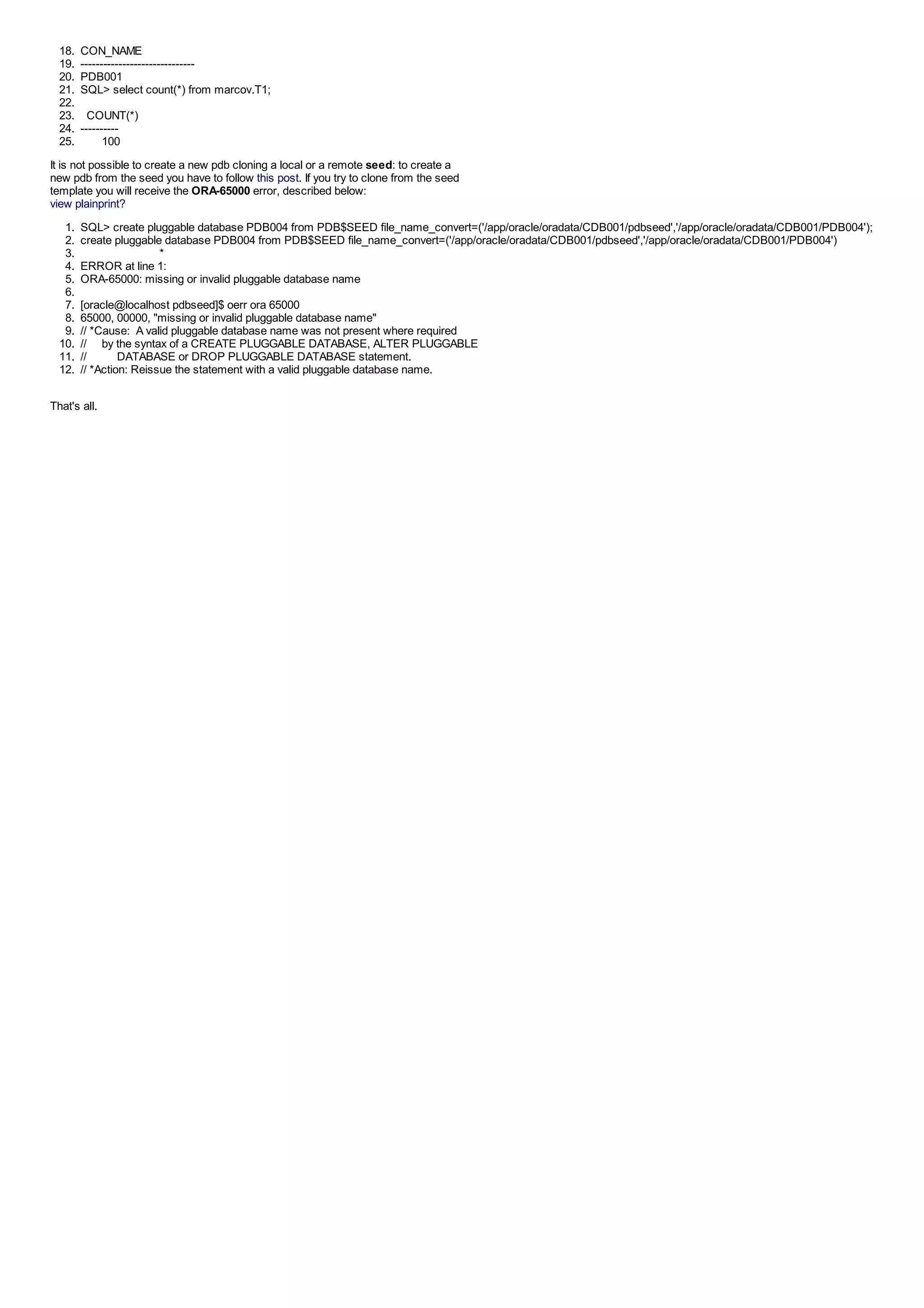 How To Create A Pluggable Database By Cloning An Existing Local Pdb Pdf