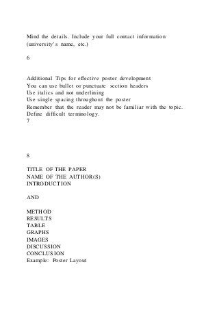 How to create a Poster Presentation1What is a poster | DOCX