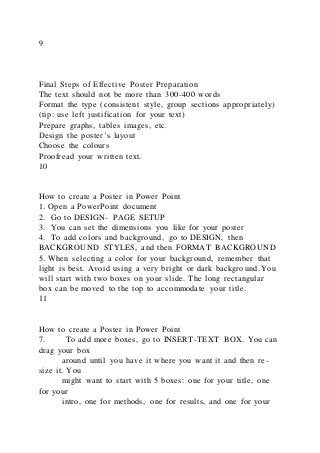 How to create a Poster Presentation1What is a poster | DOCX