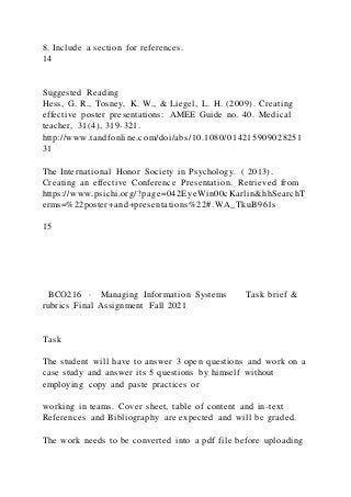 How to create a Poster Presentation1What is a poster | DOCX