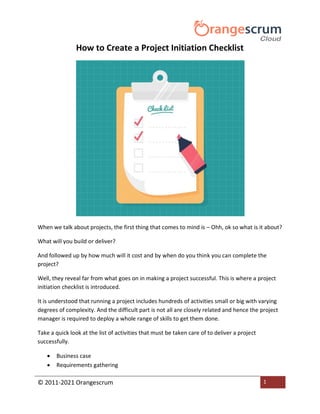 How to Create a Project Initiation Checklist | PDF | Business ...
