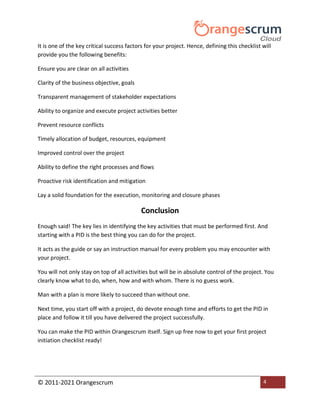 How to Create a Project Initiation Checklist | PDF | Business ...