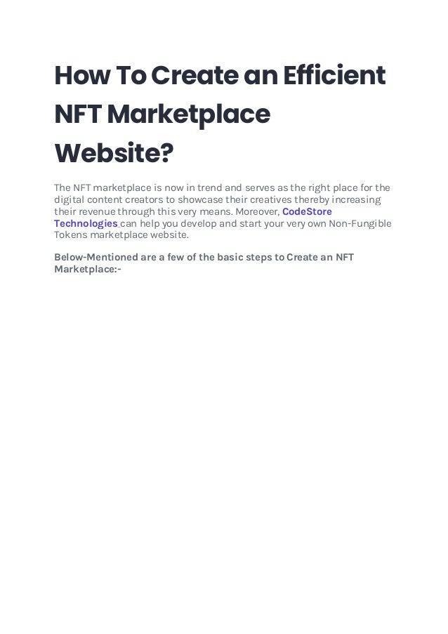 How to create a reliable nft marketplace | PDF