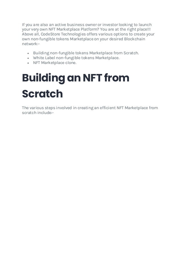 How to create a reliable nft marketplace | PDF