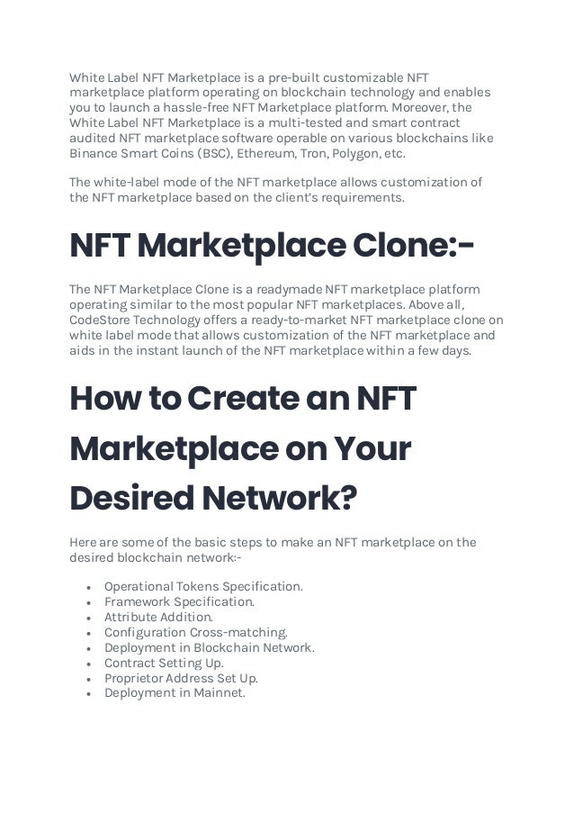 How to create a reliable nft marketplace | PDF