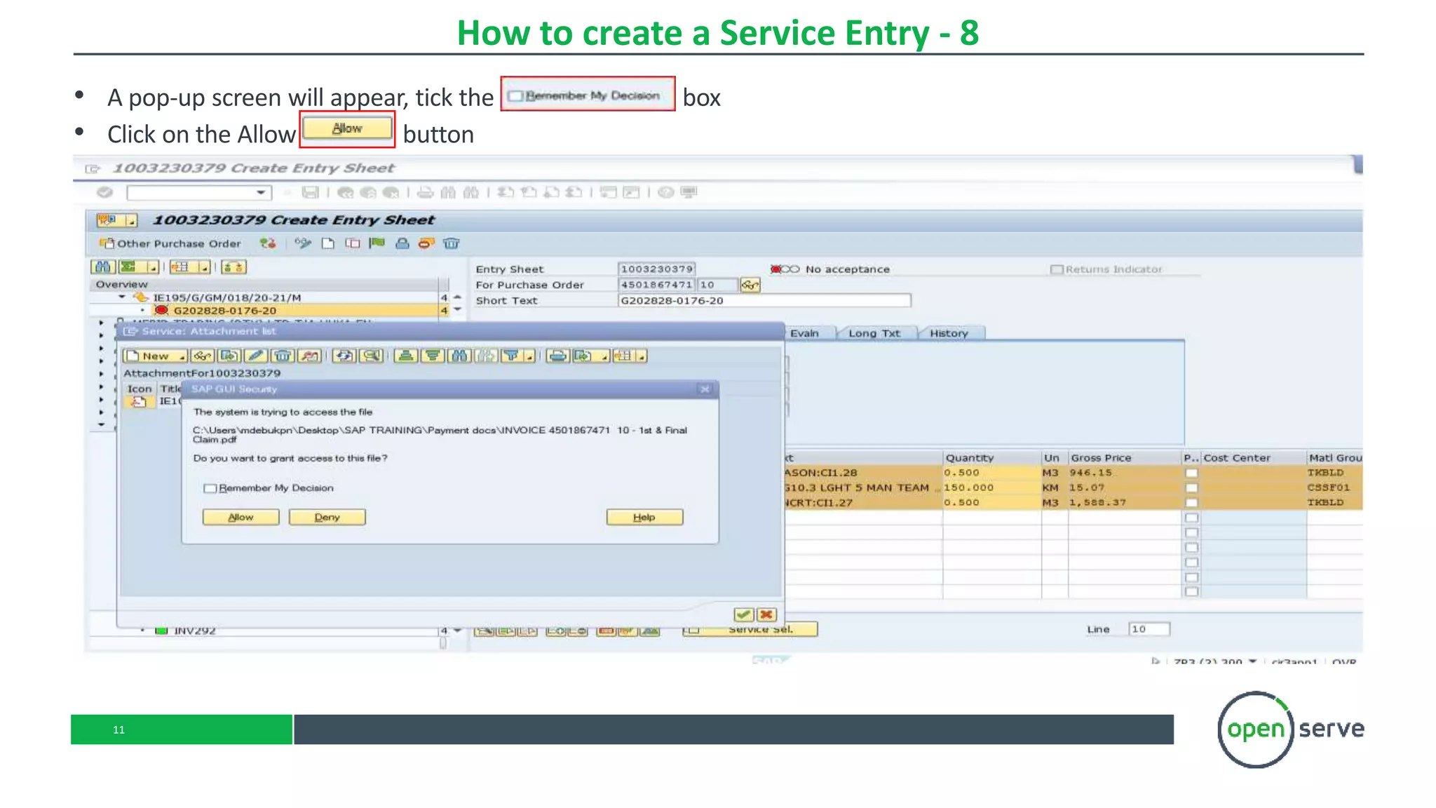 HOW TO CREATE A SERVICE ENTRY ML81N TRAINING SLIDE PACK.pptx