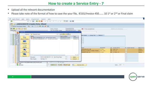 HOW TO CREATE A SERVICE ENTRY ML81N TRAINING SLIDE PACK.pptx | Business ...