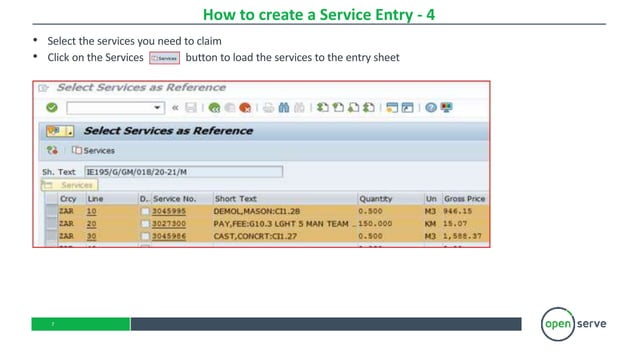 HOW TO CREATE A SERVICE ENTRY ML81N TRAINING SLIDE PACK.pptx | Business ...