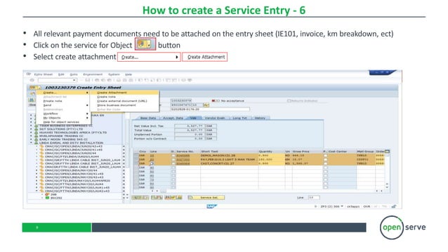 HOW TO CREATE A SERVICE ENTRY ML81N TRAINING SLIDE PACK.pptx | Business ...