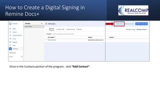 How to Create an Electronic Signing in Docs+ -- by Realcomp | PPT