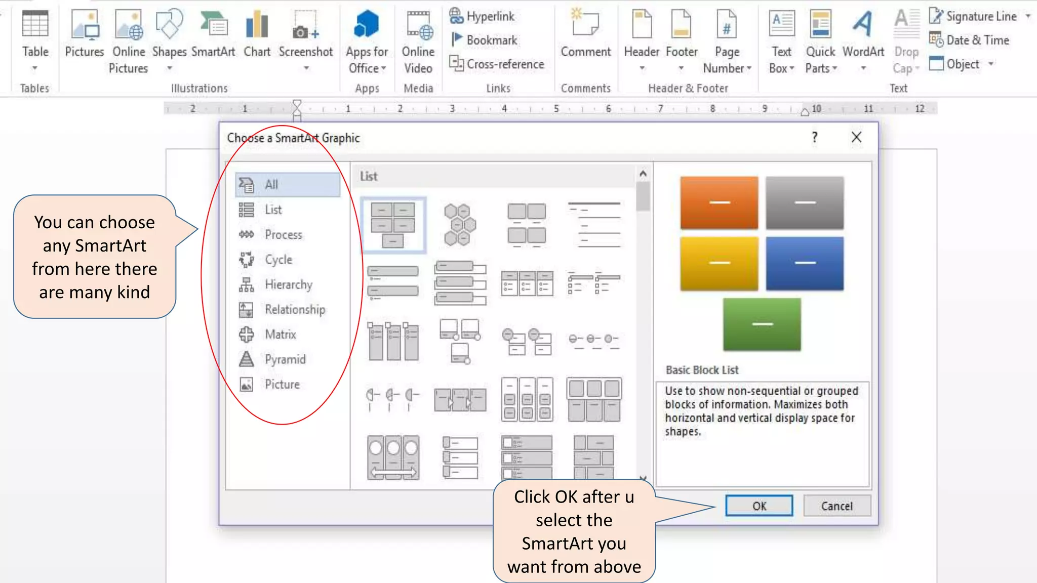 How to create a SmartArt in Word 2013 | PPT