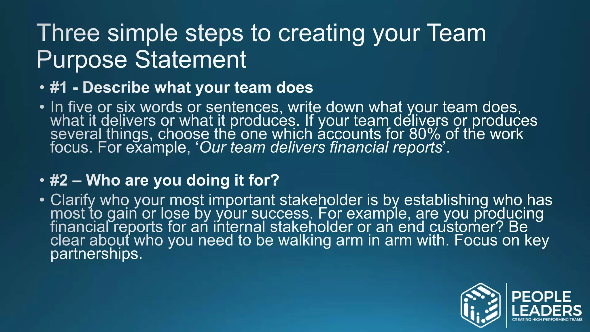 How to create a team purpose statement in three steps (and why) | PPT