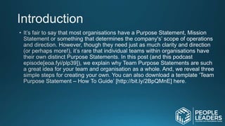 How to create a team purpose statement in three steps (and why) | PPT