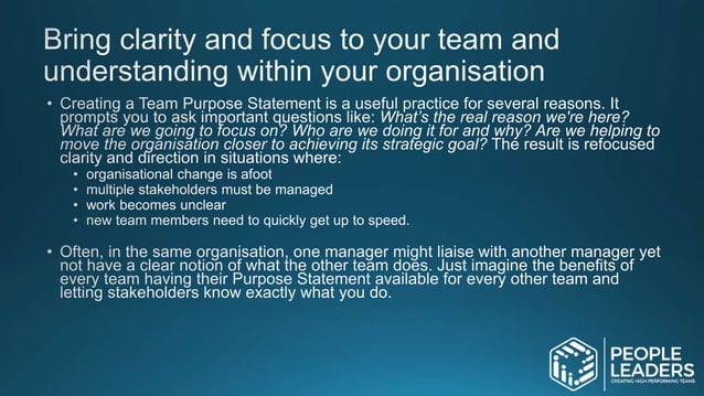 How to create a team purpose statement in three steps (and why) | PPTX