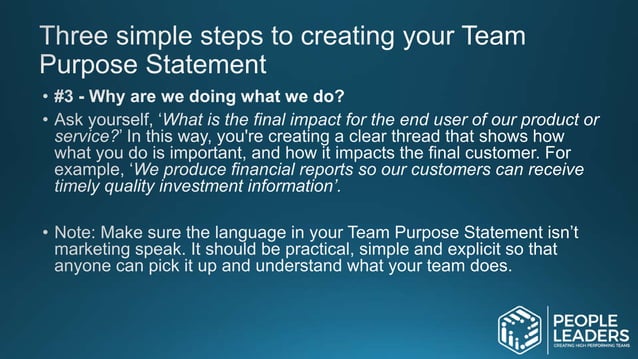 How to create a team purpose statement in three steps (and why) | PPTX