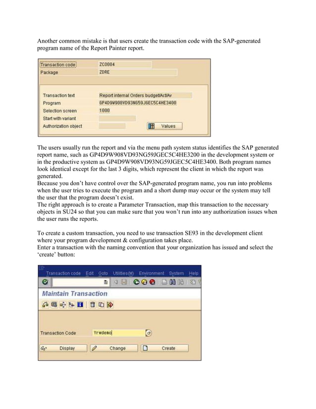 How to create a transaction code for report painter reports | DOCX | Computing | Technology ...
