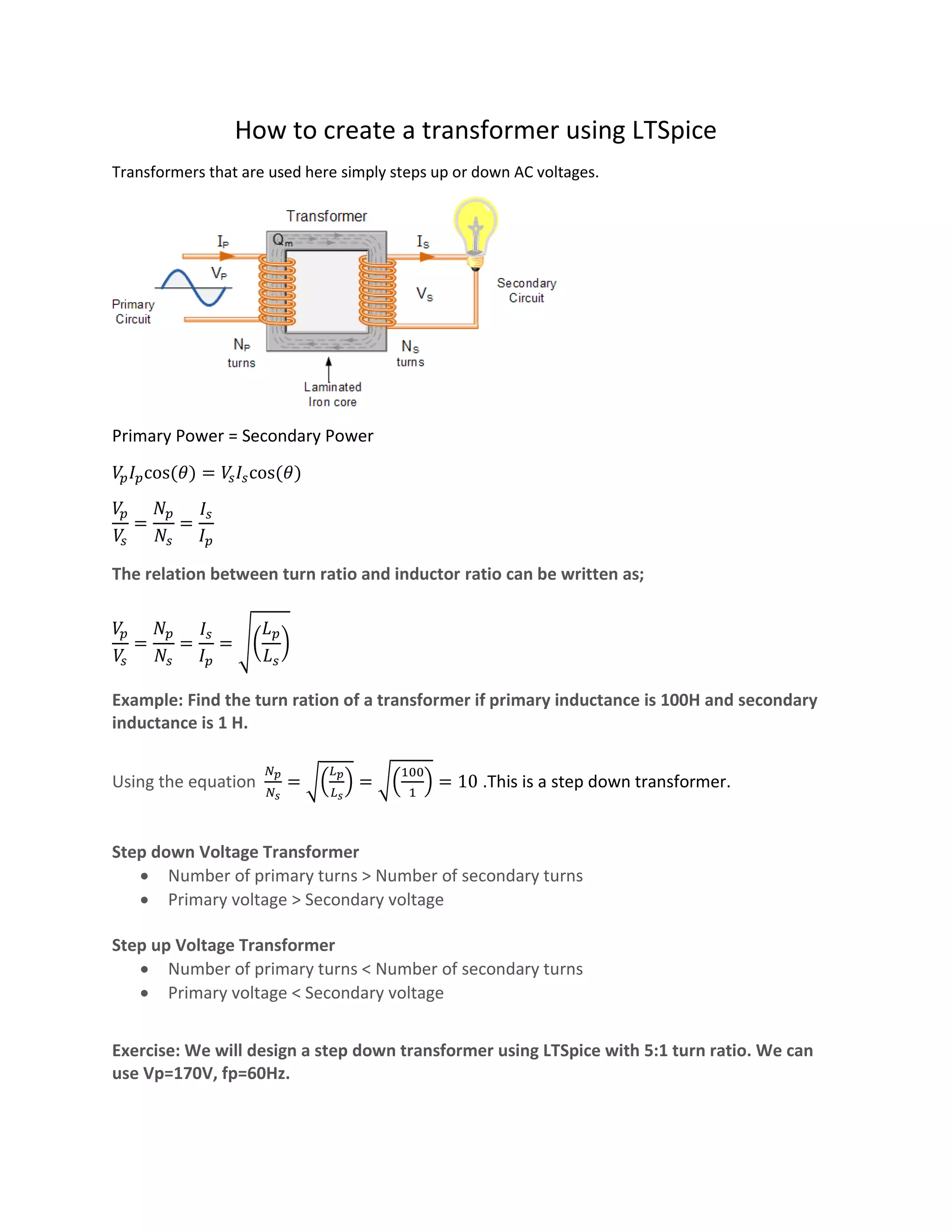 How to create a transformer using lt spice | PDF